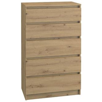 Hucoco CDF Kommode Malwa M5 Farbe: Eiche Artisan Schrank für Dokumente, Kleinigkeiten Ideal für Wohnzimmer, Schlafzimmer, Kinderzimmer, Jugendzimmer und
