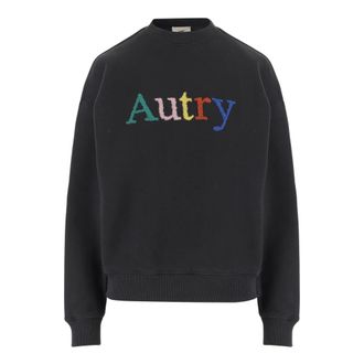 Autry Femme, Sweatshirts et sweats &agrave; capuche, Noir, Taille: 40 FR SweaT-shirt en coton avec logo brod&eacute;