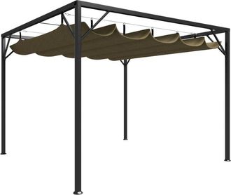 vidaXL Chapiteau de jardin avec auvent r&eacute;tractable 3x3m Taupe 180 g/m&sup2; Vidaxl