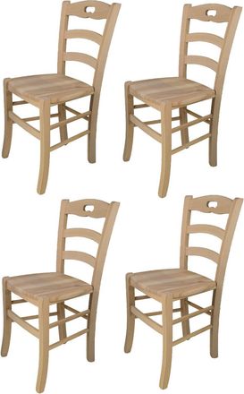 Tommychairs Tommychairs - 4er Set Stühle Savoie für Küche und Esszimmer, robuste Struktur aus poliertem Buchenholz, unbehandelt und 100% natürlich, Sitzfläche aus
