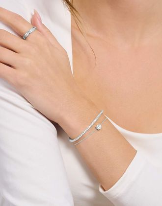 Thomas Sabo Armband aus 925er Sterlingsilber mit wei&szlig;em Zirkonia-Schmucksteinanh&auml;nger