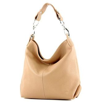 modamoda.de T168 Sac &agrave; bandouli&egrave;re, sac port&eacute; &eacute;paule, en cuir, fabriqu&eacute; en Italie, beige, M