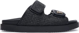 Tommy Hilfiger Pantoletten Double Strap Raffia FW0FW09122 Schwarz