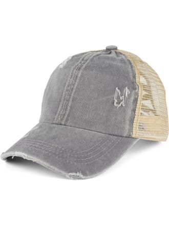 styleBREAKER Cap Ponytail Baseball Cap Used Look mit Mesh Einsatz