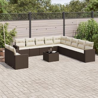 vidaXL Vidaxl - Set Divani Da Giardino 12 Pz Con Cuscini Marrone In Polyrattan