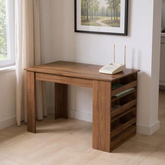 Furniture R Telefontisch mit Regal, kompakter Beistelltisch für Wohnzimmer, 110x70x75 cm, Holzoptik, funktional und dekorativ