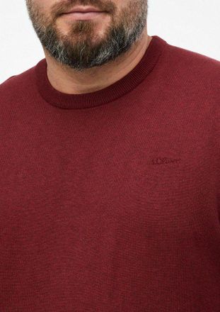 s.Oliver Rundhalspullover Casual (1-tlg) mit gesticktem Logo, Feinstrick, Crew-Neck
