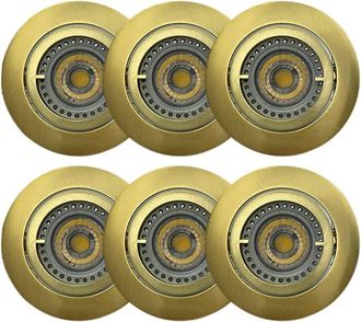 Lampenlux LED Einbaustrahler Samila rund 6er Set 230V GU10 Aluminium 2700K Warmwei&szlig; schwenkbar CRI80+ (Gold geb&uuml;rstet, 6er Set)