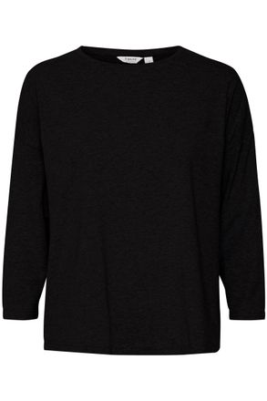 b.young Damen T-Shirt lockere Passform 3/4-&Auml;rmel gestricktes Design Hip-L&auml;nge, Farben:Schwarz, Gr&ouml;&szlig;e:L