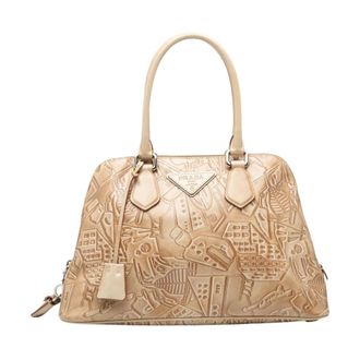 Prada Sac bandouli&egrave;re en cuir gaufr&eacute; Pre-owned - Femme - Pre-owned - Beige - Taille: ONE Size