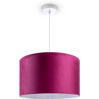 Paco Home Paco Home - Suspension Lampadaire Tr&eacute;pied Salon Abat-Jour Velours Monochrome E27 Lampe &agrave; suspension - Blanc, Baies Blanc (&Oslash;45,5 cm)