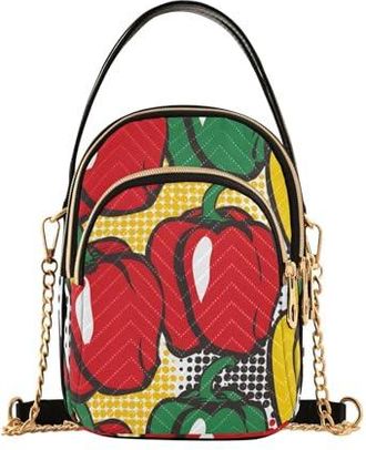 Mnsruu Sacs à bandoulière pour femme - Couleur poivre - Légumes - Sac à dos à bandoulière - Petit sac à bandoulière avec sangle réglable