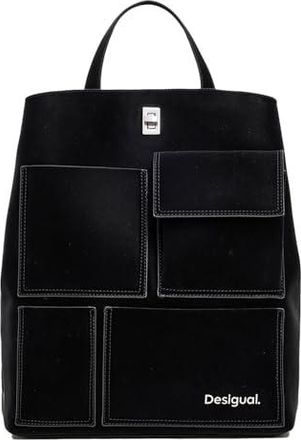 Desigual Accessoires PU Backpack, Mini Sac à Dos en polyuréthane Femmes, Noir, Taille Unique