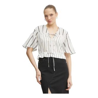 Pinko Pinko - Blouse &agrave; col nou&eacute; - Femme - Blouses et Chemises - Blanc - Taille: 42 FR
