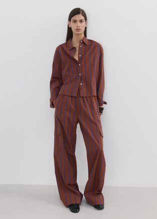 Mango Gestreiftes Baumwollhemd rotbraun - Damen - XS - MANGO