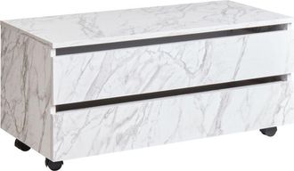 Beliani Beliani - Meuble de Salle de Bain sur Roulettes avec 2 Tiroirs Rangement mdf Bois Ingénierie Effet Marbre Blanc Teresina