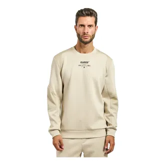Guess Homme, Sweatshirts et sweats à capuche, Beige, Taille: XL SweaT-shirt Beige à Col Rond avec Inserts Contrastés