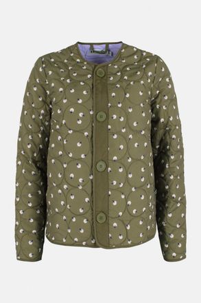 Danef&aelig; Daneland Steppjacke Oliv Gr&uuml;n Blumen Floral &Uuml;berg