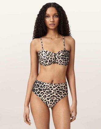 AllSaints Talaria - Bikinihose in Leoparden-Braun