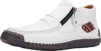 Generic Bottes de conduite en cuir faites à la main pour homme - Chaussures décontractées à enfiler de qualité supérieure avec soutien de la voûte plantaire, 