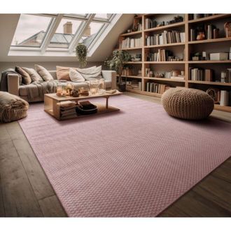 Paco Home Paco Home - Tapis Intérieur Et Extérieur Balcon Terrasse Tapis Cuisine Monochrome Moucheté Pink, 300x400 cm