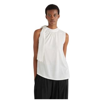 Meimeij Femme, Blouses et Chemises, Blanc, Taille: 44 FR Top en maille trap&egrave;ze avec attache &agrave; l&eacute;paule