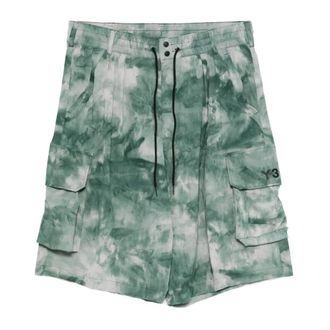 Yohji Yamamoto Homme, Shorts, Vert, Taille: M AOP PLT Shorts Multicolor