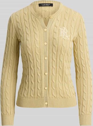 Lauren Ralph Lauren Regular Fit Strickjacke aus reiner Baumwolle mit Logo-Stitching
