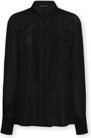 Elena Miro Femme, Blouses et Chemises, Noir, Taille: 48 FR Blouse Brod&eacute;e Ajour&eacute;e