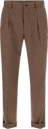 Incotex Pantalon en laine m&eacute;lang&eacute;e brod&eacute;e - Homme - Pantalons - Brun - Taille: W33