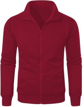 Generic 2026 Sweat à col montant en polaire avec fermeture éclair pour homme, Rouge, 3XL
