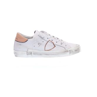 Philippe Model Wei&szlig;e Ledersneakers mit Rosa Einsatz - - Shoes - Damen - Wei&szlig; - 36 EU