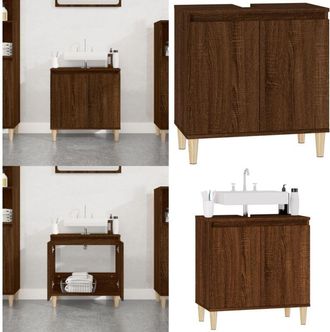 vidaXL Vidaxl - Waschbeckenunterschrank Braun Eichen-Optik 58x33x60 cm - Waschtisch Unterschrank - Badezimmerm&ouml;bel - Eiche Optik - Holzm&ouml;bel - Brauner