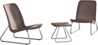 Keter 17197637 Lounge Set Rio, Rattanoptik, Kunststoff, Braun, 77.5 x 76 x 54 cm