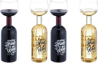 Relaxdays Weinflasche Glas, XL Weinglas mit Spruch, Fun Geschenk f&uuml;r Weinliebhaber, Weinflaschenglas 750 ml, transparent (Packung mit 2)