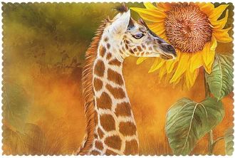 Generic 4Er Platzset Giraffe Und Sonnenblume Tischset Kinder Weich Tischunterlagen, Für Haushalt, Hochzeit, Küche, 30x45cm