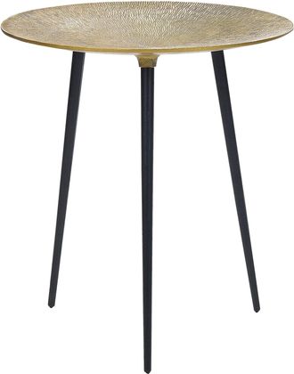 Beliani Beistelltisch Metall Gold mit schwarzen F&uuml;&szlig;en rund &oslash;45cm dreibeinig Modern Waipu