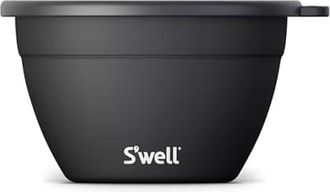 Swell Stainless Steel Salad Bowl Kit - 64oz, Onyx - Comes with 2oz Condiment Container and Removable Tray for Organization - Leak-Proof, Easy to Clean, Dish