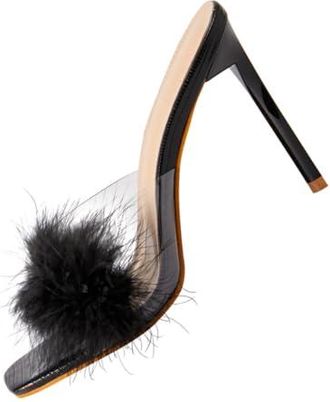 Beaupretty Sandales Talons pour Femmes Décor Moelleux Bout Carré Confort Design Élégant et Facile à Enfiler