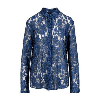 Federica Tosi Femme, Blouses et Chemises, Bleu, Taille: 40 FR Lace Shirt