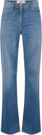 Elisabetta Franchi Femme, Jeans, Bleu, Taille: W29 Jeans Palazzo avec D&eacute;tail Logo