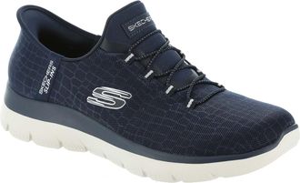Skechers Damen Hands Free Slip-ins Summits Classy Night Sneaker, Marineblau/silberfarben, 41 EU Weit