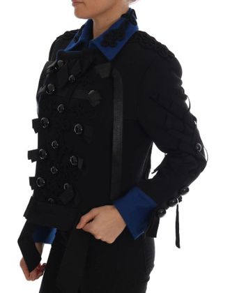 Dolce & Gabbana Womens Black Wool Trench Jacket Clothing
