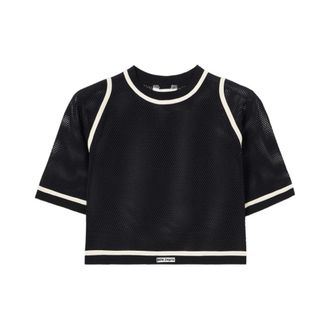 Palm Angels Logo Mesh Cropped Top - - Sport - Damen - Schwarzk - M