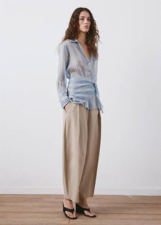 Mango Gestreiftes Hemd mit Tuchmuster blau - Damen - S - MANGO