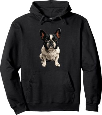 Whyitsme Design Schwarz-wei&szlig;e Piebald-Illustration Franz&ouml;sische Bulldogge Pullover Hoodie