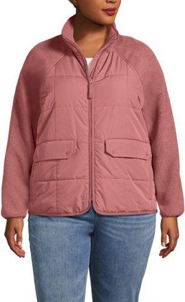Lands End Steppjacke mit Teddy-Ärmeln, Damen, Größe:48-50 plus, Rot, Polyester, by Lands End