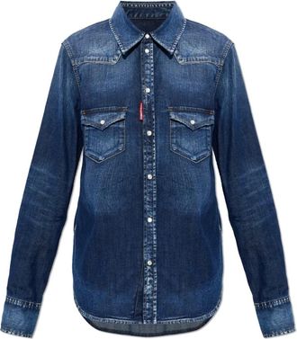 Dsquared2 Femme, Blouses et Chemises, Bleu, Taille: 38 FR Denim Shirt