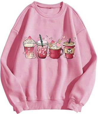 Generic Sweat Noel Famille Sweat-Shirt Femme LéGer Confortable Imprimé ThèMe NoëL Nourriture Boisson DéContracté Moderne Tendance Maintien De La Chaleur Respi