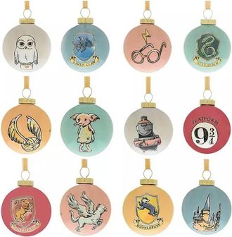 Widdop and Co Harry Potter Niedliche Hedwig Dobby Hogwarts Mini Weihnachtskugeln (12er Set) in Geschenkbox